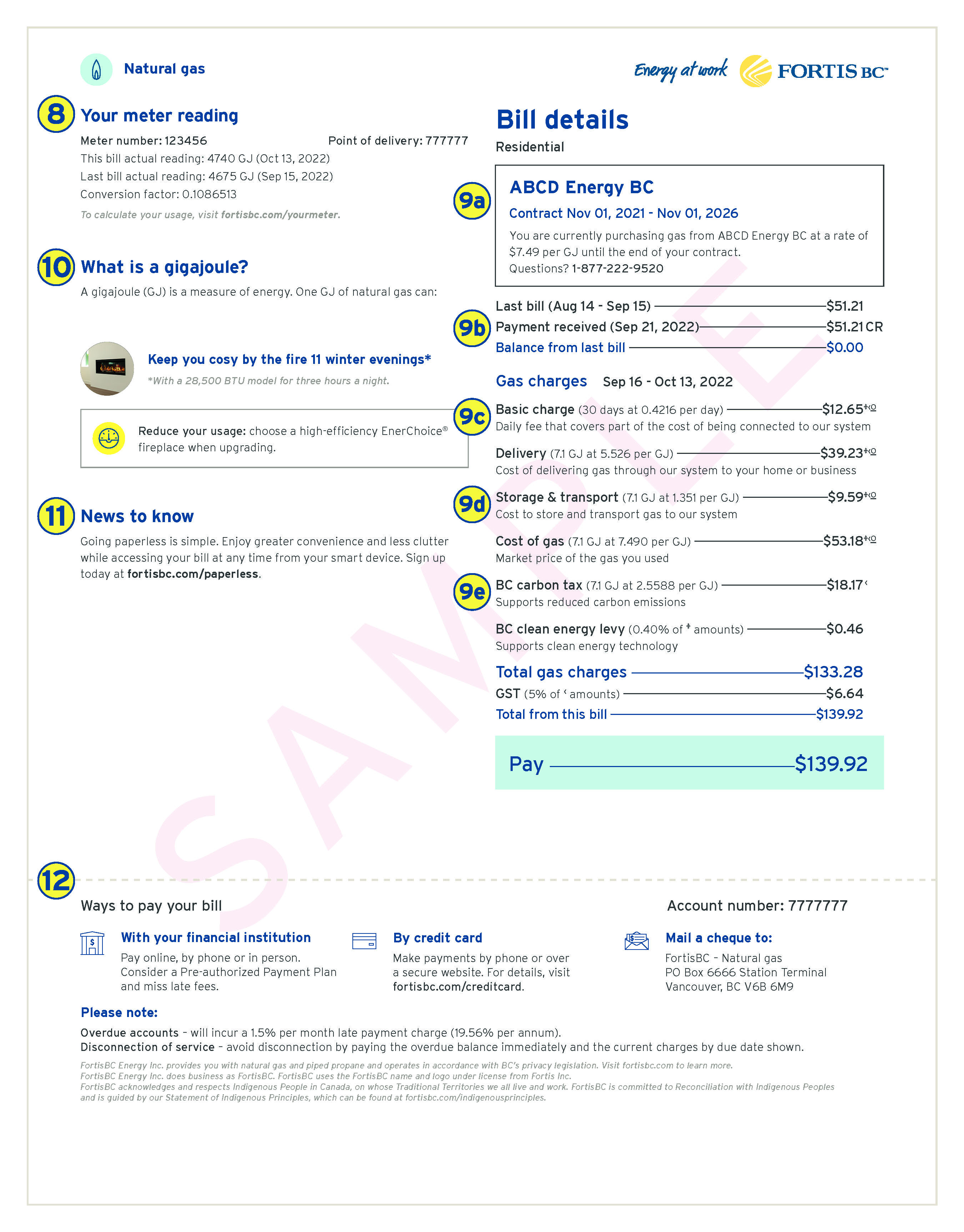 Your Customer Choice natural gas bill