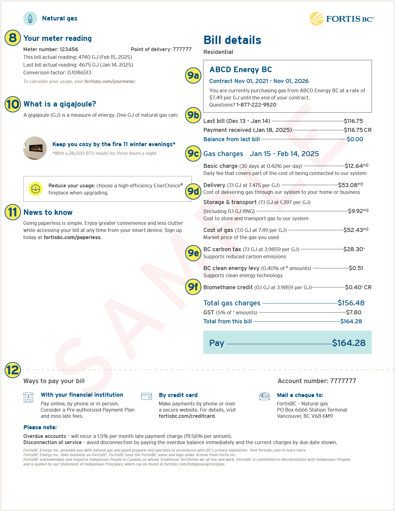 Your Customer Choice Natural Gas Bill | FortisBC